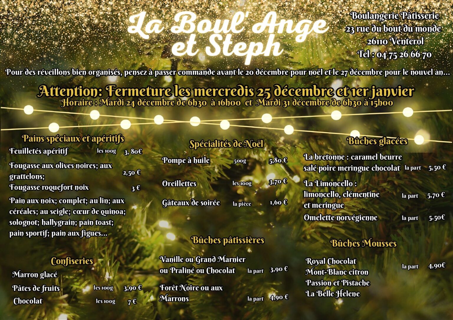 La Boul'Ange et Steph : Spécialités des Fêtes de fin d'année - Venterol